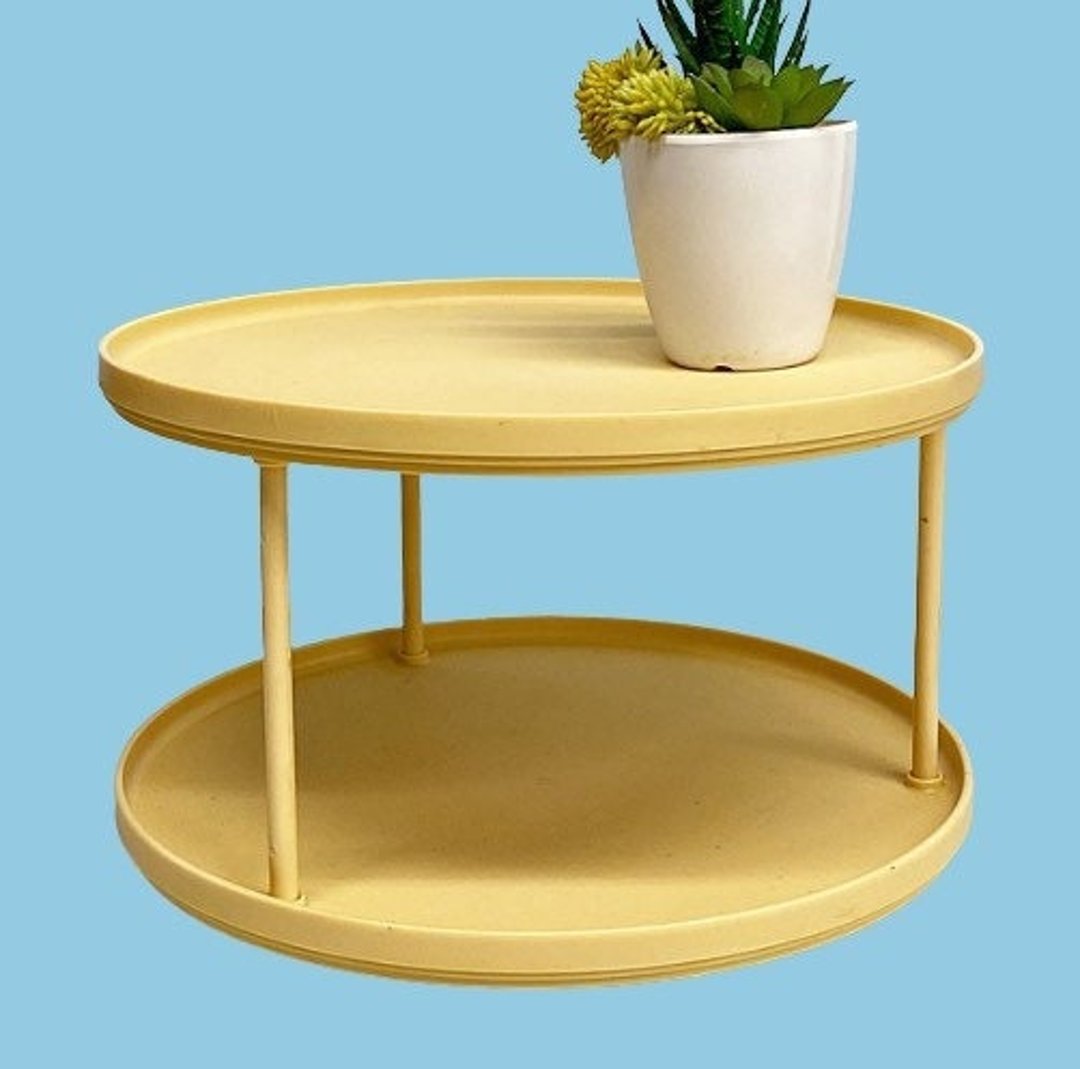 Vintage Lazy Susan Retro 1970s Rubbermaid + Beige Plastic + Two Tier ...