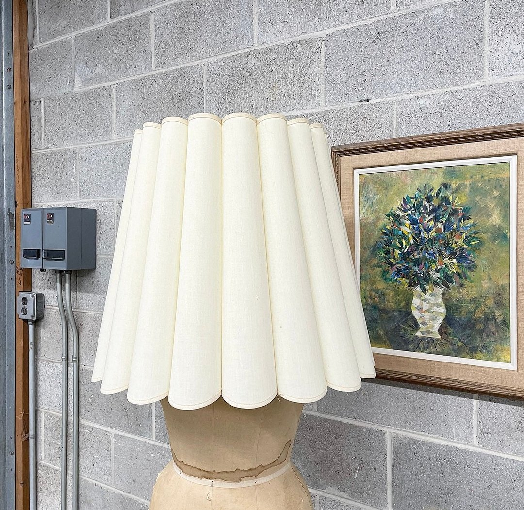 Vintage Lamp Shade Retro 1980s Empire + Scalloped Shaped + Large Size ...