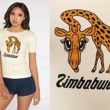 Zimbabwe Giraffe Shirt 70s Africa TShirt Graphic Tee Retro Tourist ...