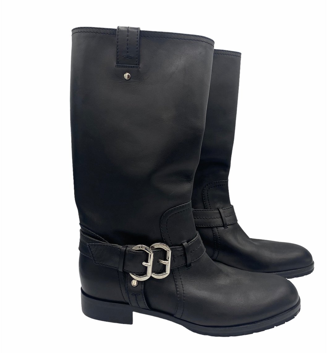 Dior Contemporary Black Leather Motorcycle Boots | The Way We Wore ...