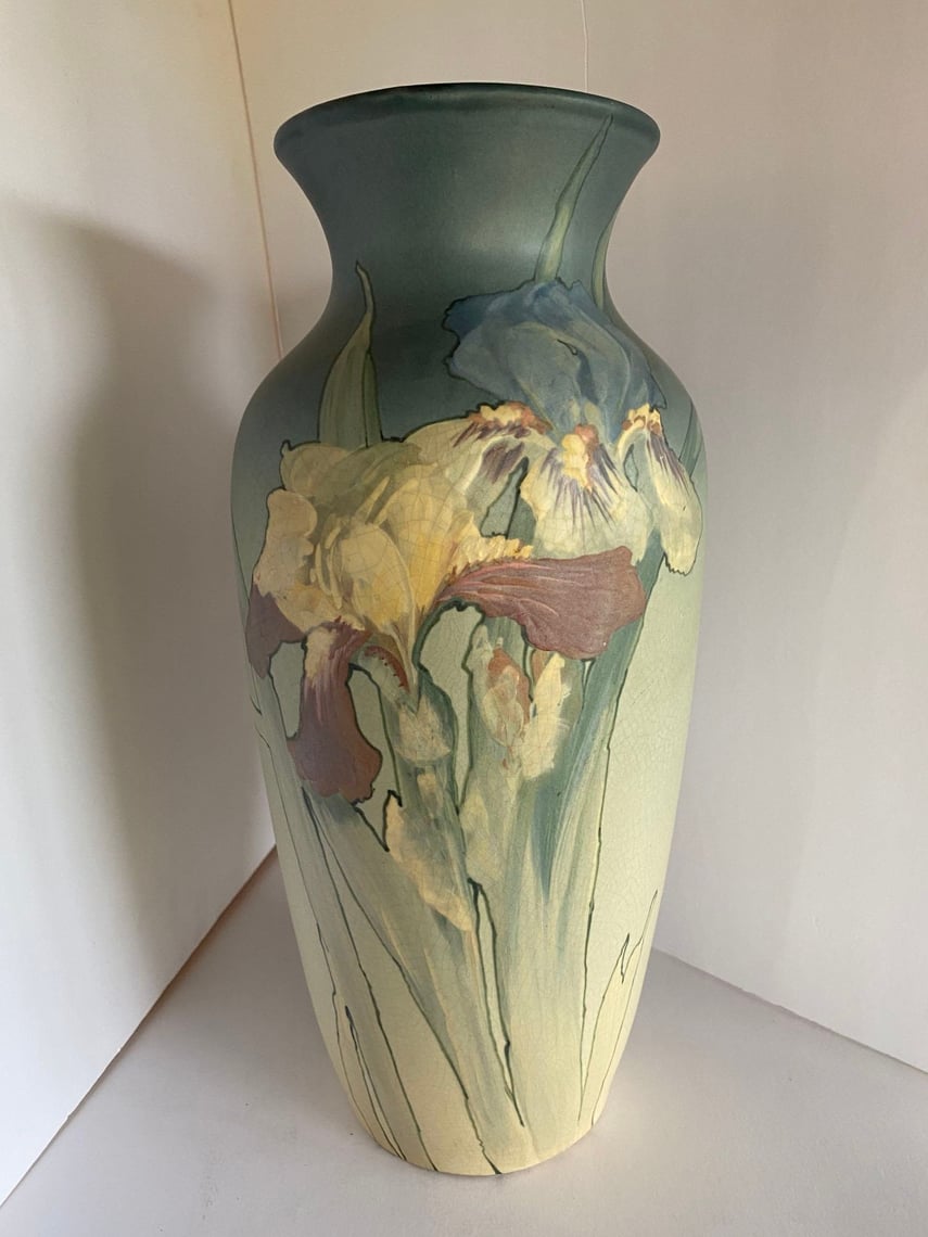 Art Nouveau Hand-Painted Art Pottery Vase by Weller Pottery | Harvey's ...