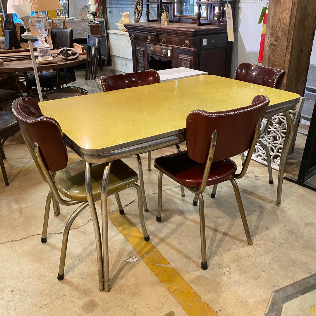 Burgundy and Yellow Vintage Dinette Set with 4 Chairs | Community ...