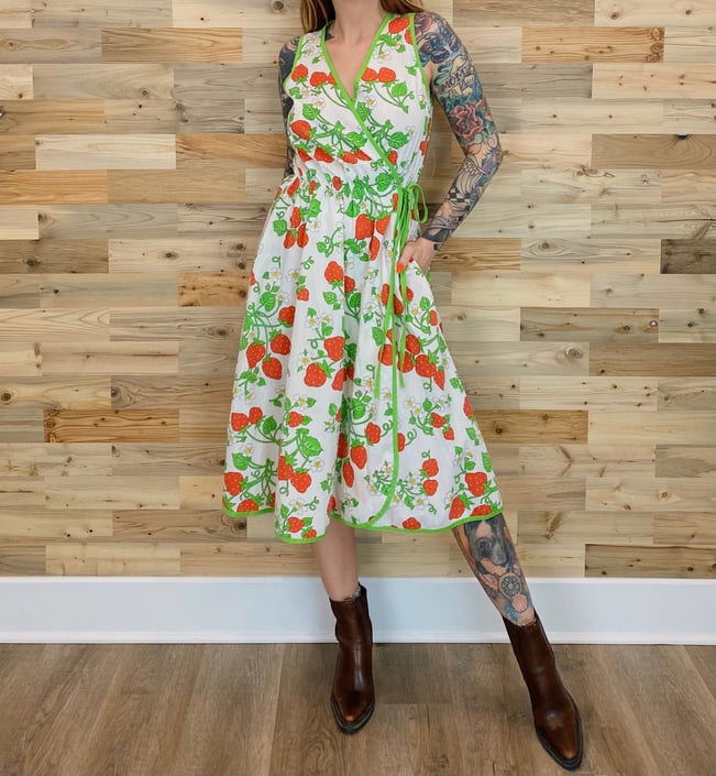 60's Strawberry Field Wrap Around Vintage Midi Dress | Noteworthy ...