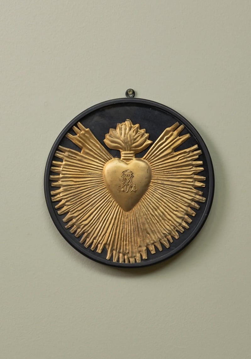 Round Framed Golden Ex Voto Heart | December Thieves | Boston, MA