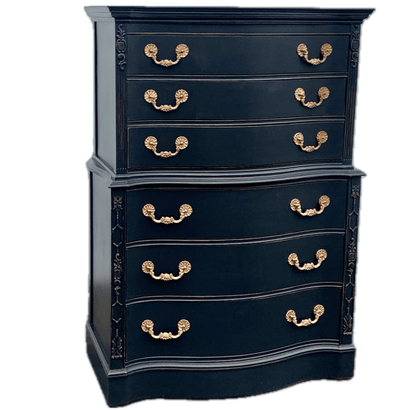 Vintage Highboy Dresser with Curved Drawer Faces | Simon Vintage ...