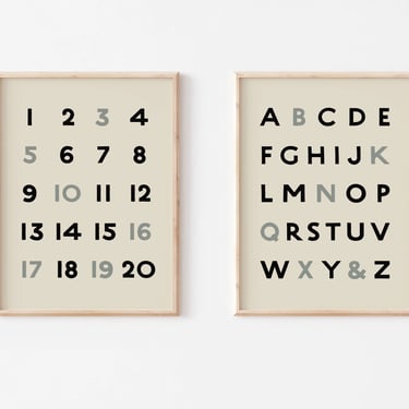 Set of 2 kids posters, Number Poster, Alphabet Print, | Kristen ...