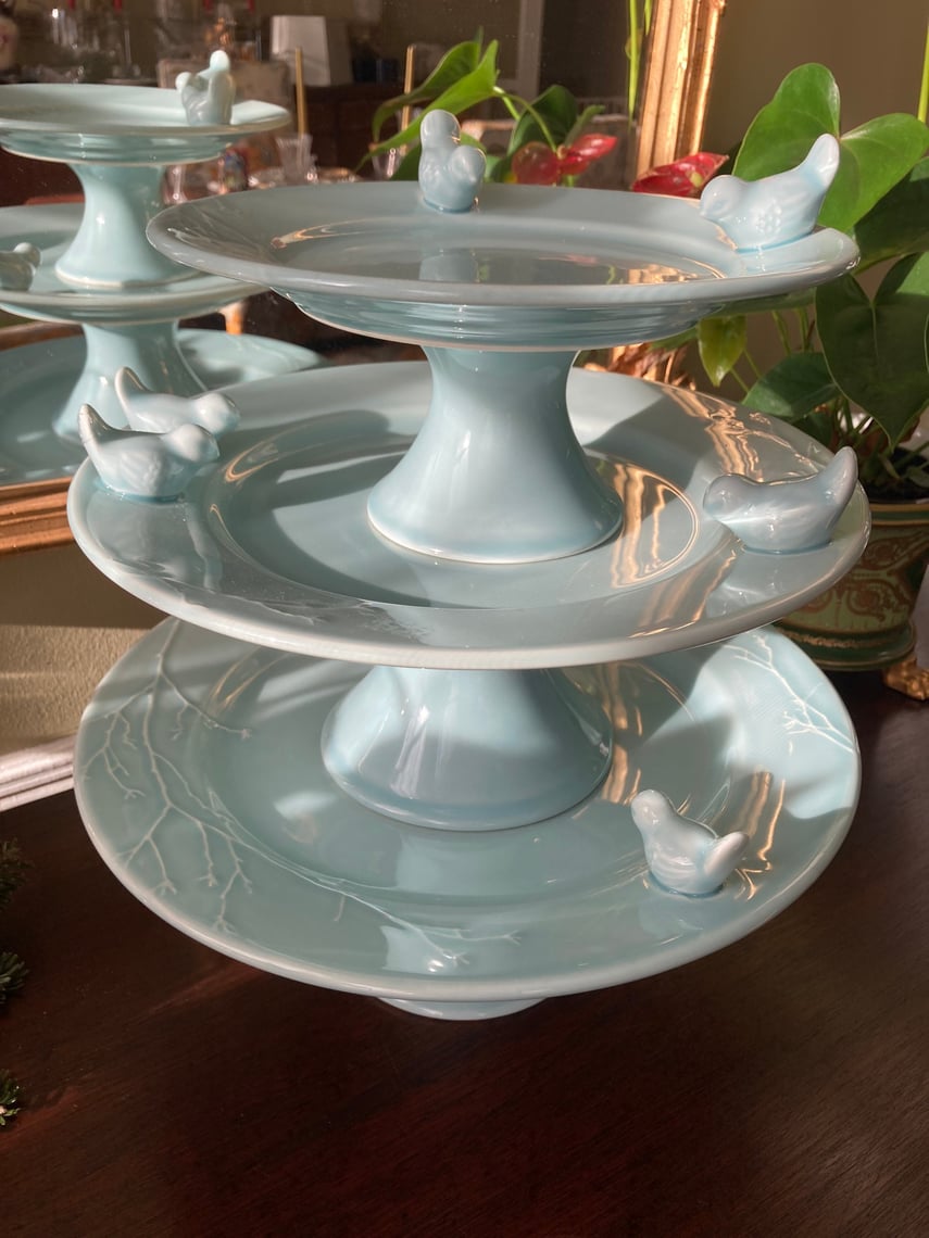 Ceramic three tiered cake stand | Raven Pear Vintage | Philadelphia