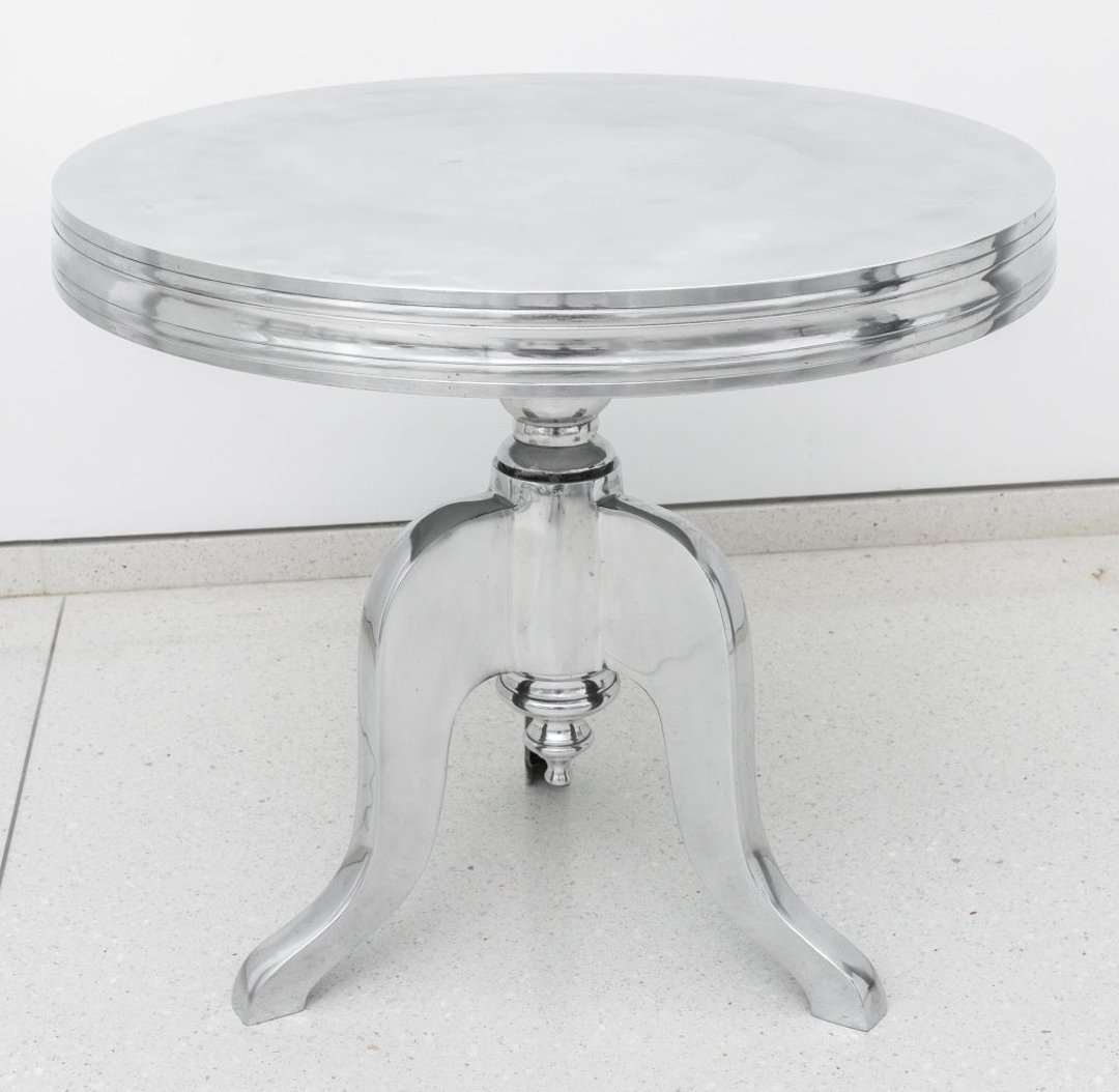 Baroque Revival Chrome Round Side Table | Showplace Antique + Design ...