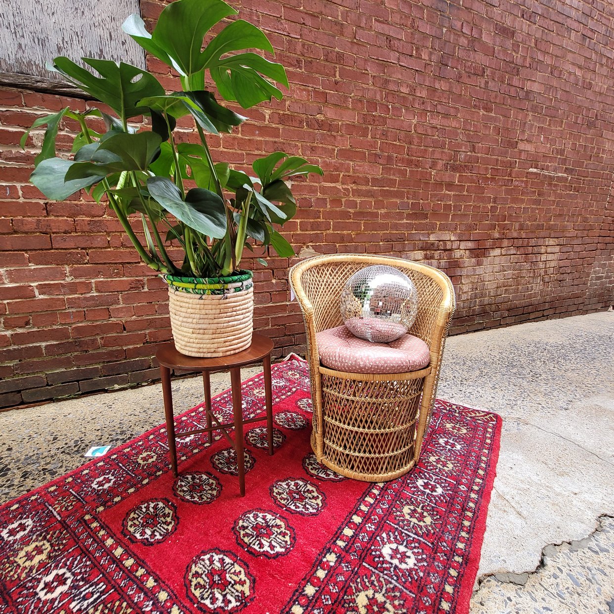 Boho Rattan Princess Chair with Pink Cushion | Vintage MC - Frederick ...