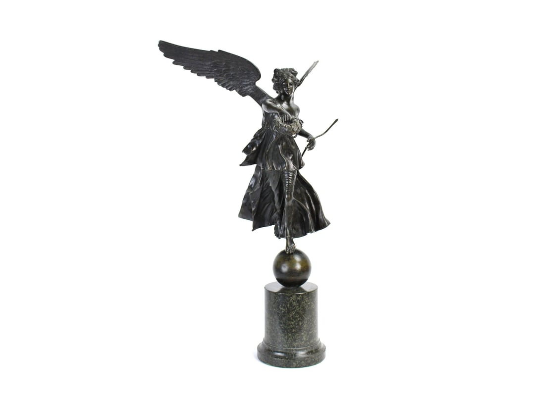 Bronze Sculpture Winged Victory Goddess Nike Athena w Laurel Wreath ...