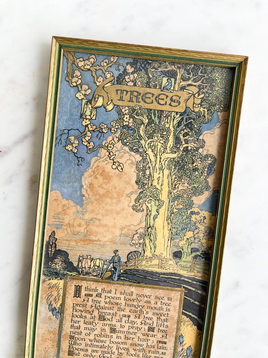 Antique 1914 TREES Poem Framed Art by Joyce Kilmer The Buzza ...