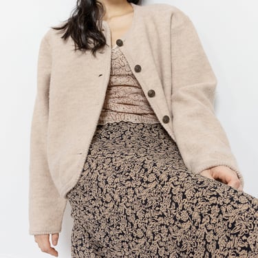 BEIGE WOOL CARDIGAN Brass Buttons Boxy Minimalist Oversize | Better ...