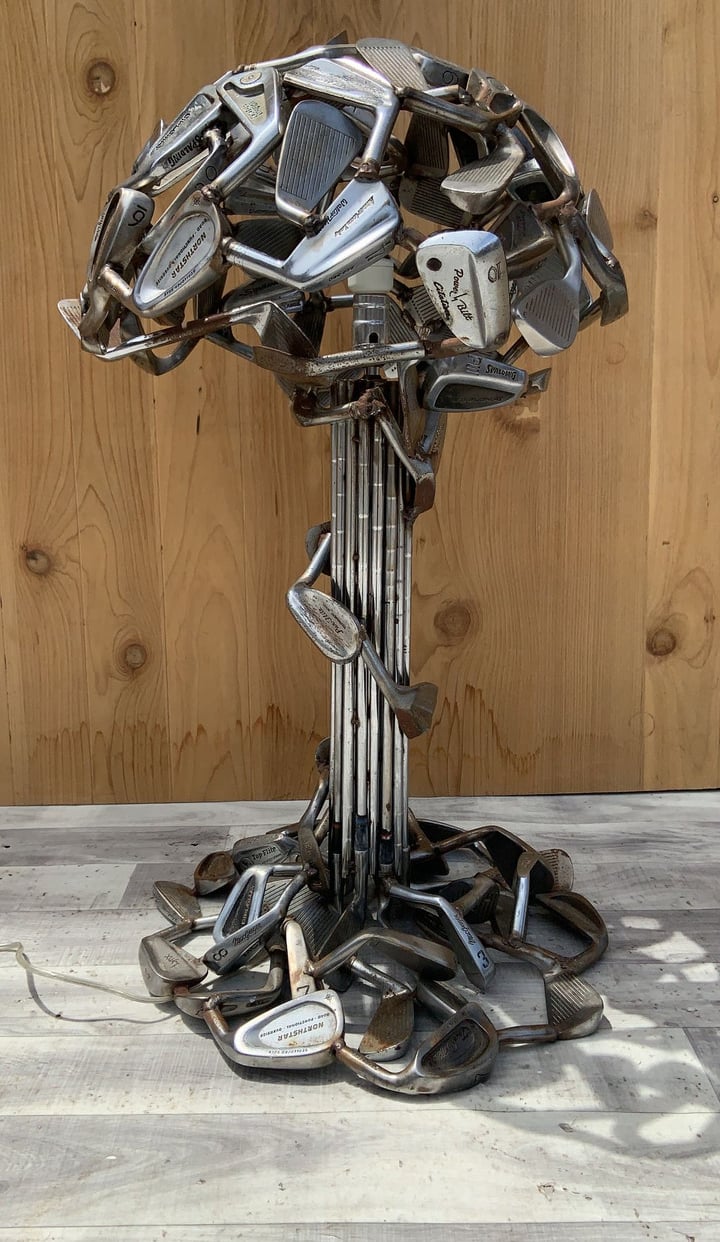 Vintage Hand Forged Tall Golf Club Table Lamp | Vintage Grind House ...