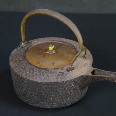 Antique Japan iron kettle Tetsubin sand cast art 1800 Ochoshi Yakan ...