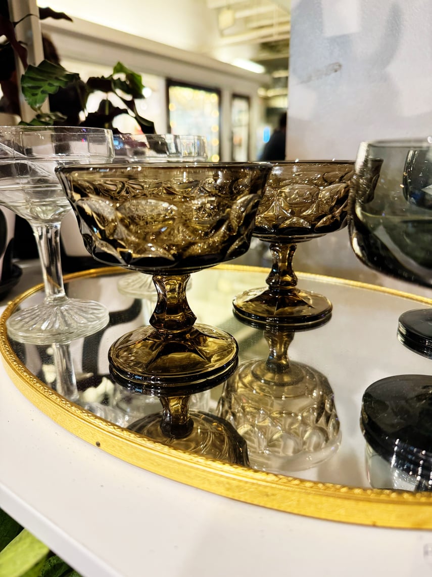 Vintage Noritake Tawny Gray Coupe Glasses | Jungle and Loom ...