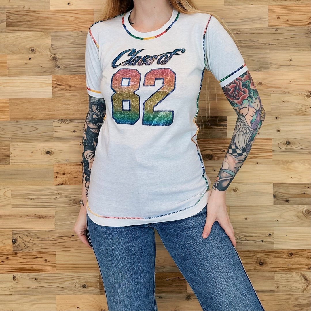 Vintage Class of 82 Rainbow Stitch Tee Shirt | Noteworthy Garments ...