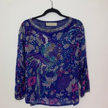 Vintage Judith Ann 1980's Indigo blue 100% silk sequined | Ms. Malena's ...