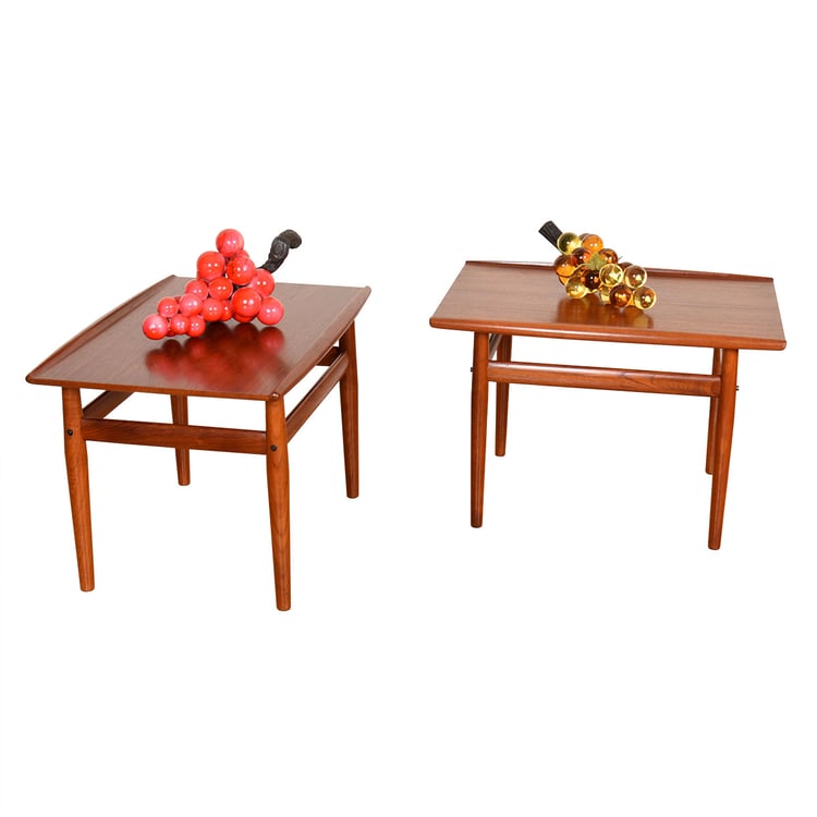 Pair, Grete Jalk Teak Accent Tables with Raised Lip Tops | Modern ...