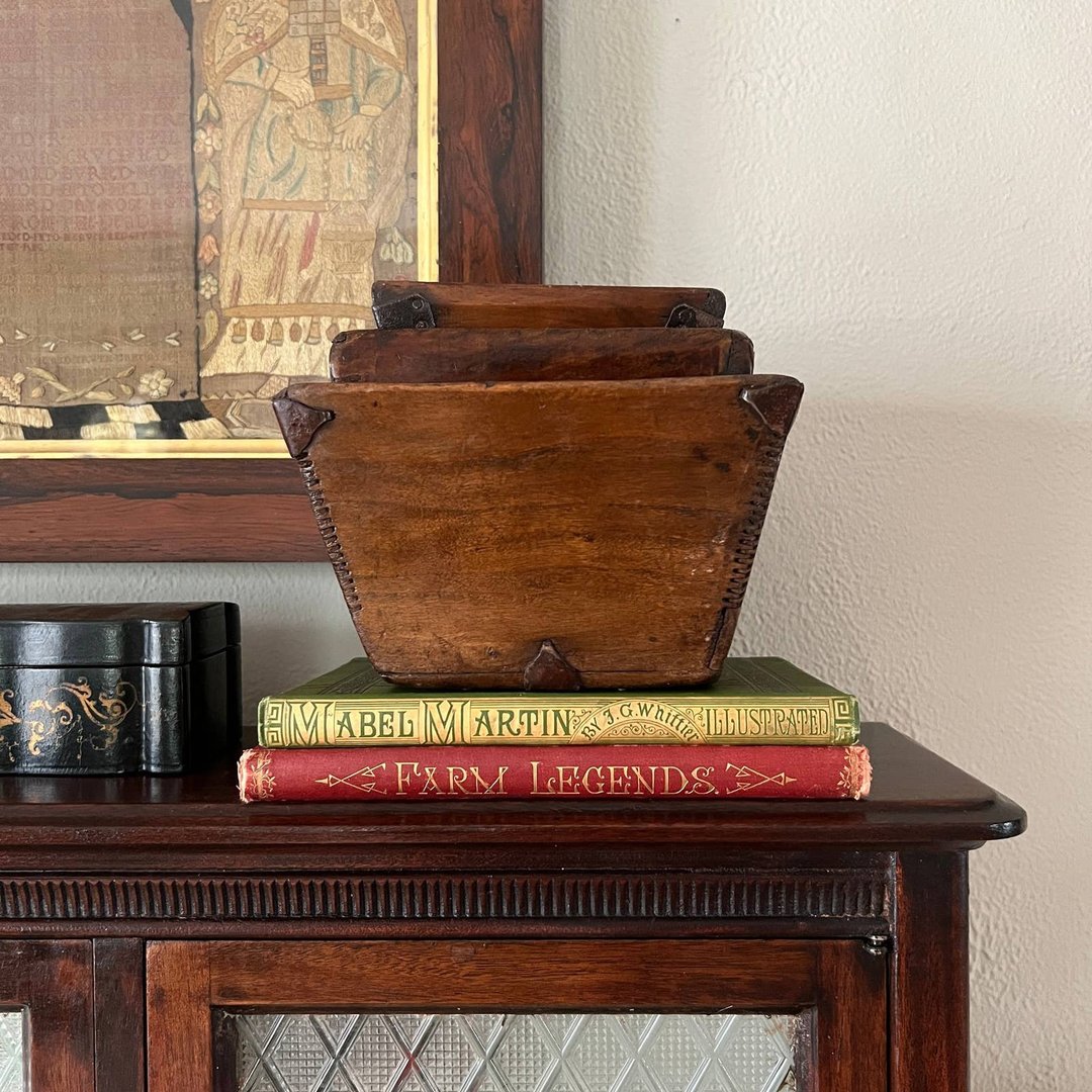 Set of 3 Antique Primitive Wood Containers | Everthine Antiques ...
