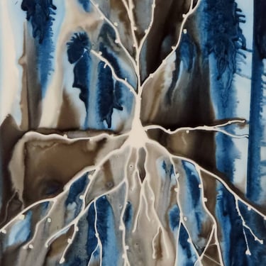 Indigo and Black Pyramidal Neuron - original ink | Artologica ...