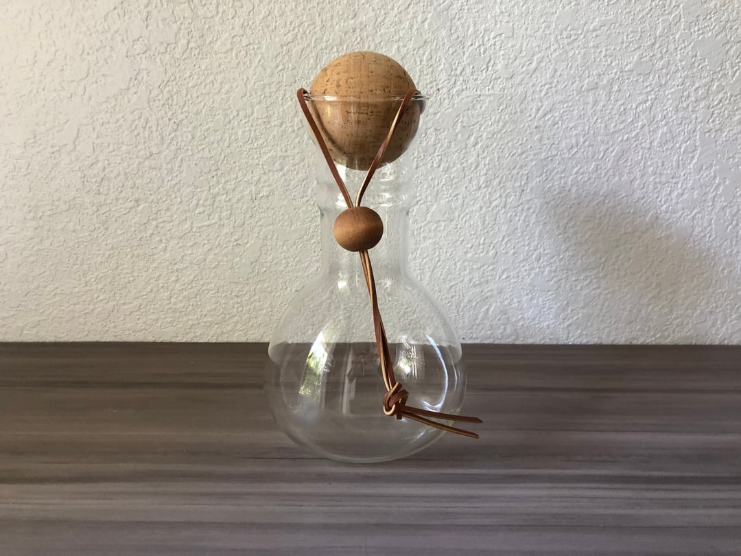 Vintage 1970s Pyrex Glass Decanter with Cork Ball Stopper | Pink ...