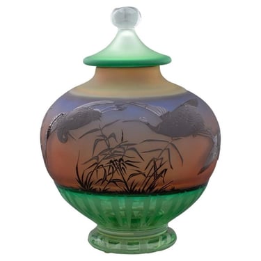 Gary Genetti Covered Glass Vase with Cranes | Showplace Antique ...