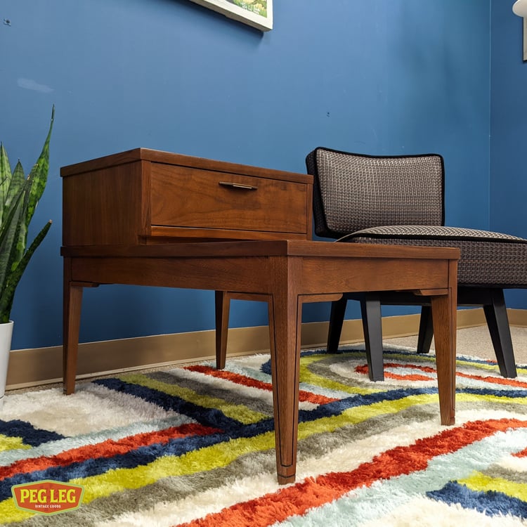 Mid-Century Modern walnut step table with drawer from the Tempo | Peg ...