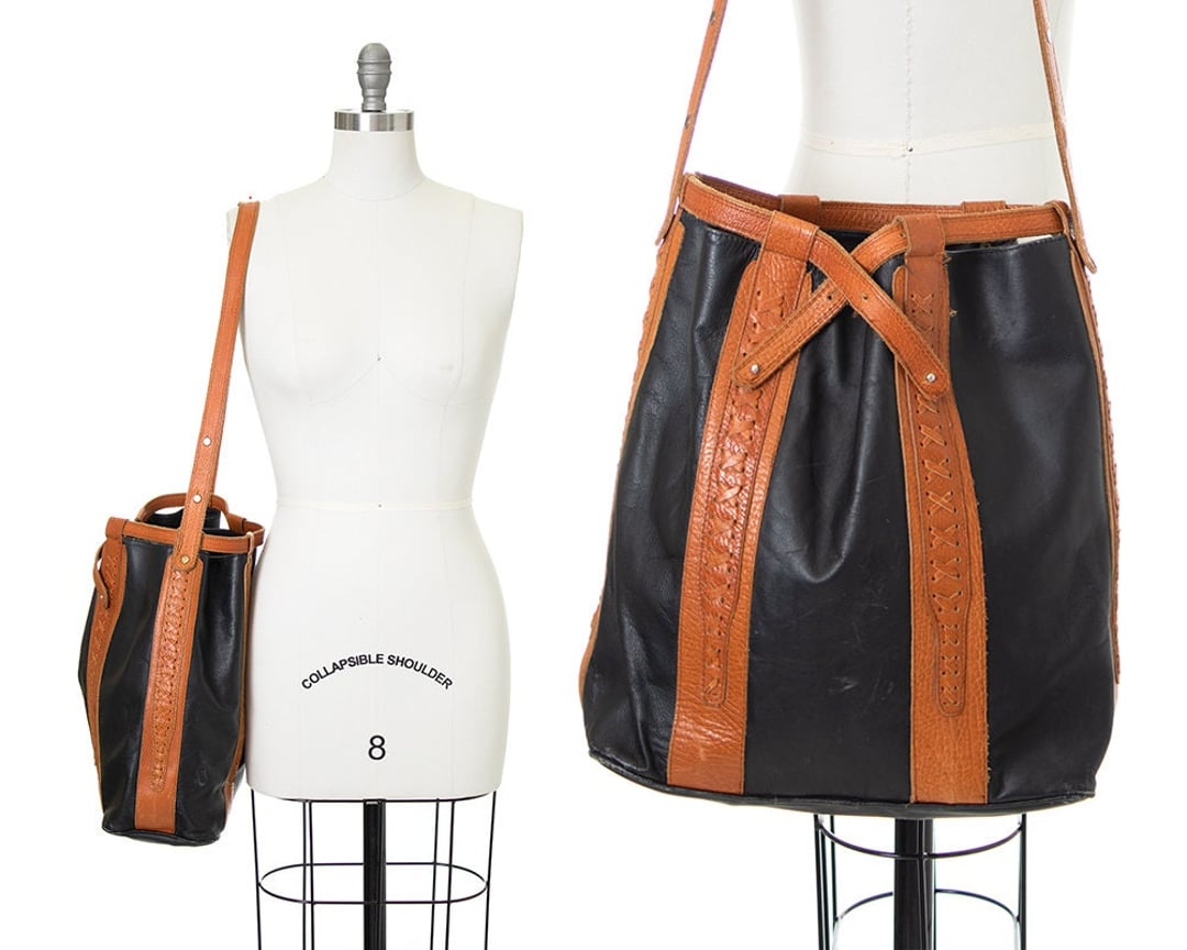 Vintage 1970s 1980s Purse | 70s 80s Two Tone Leather Brown | Birthday ...