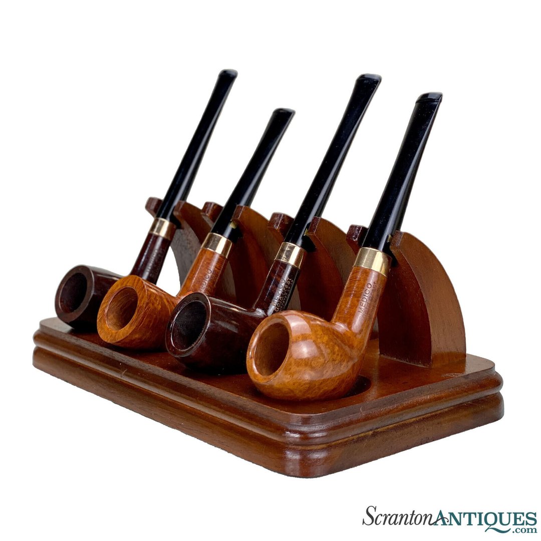 Vintage Gentleman's 5-Piece Medico 14k Gold Crest Briar Pipe Set ...