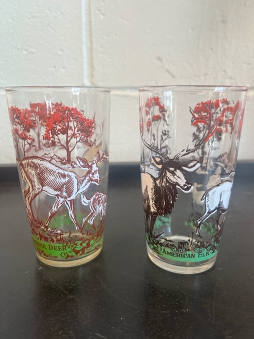 Pair of Vintage Ruminant Themed Tumblers | Wishbone Reserve | Baltimore, MD
