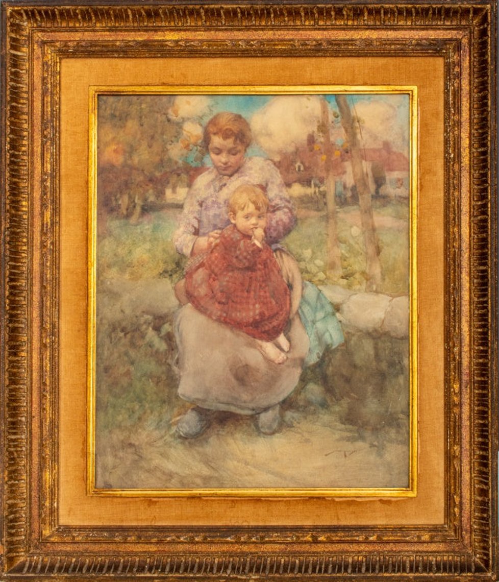 William Lee Hankey 'Mother & Child' Watercolor | Showplace Antique ...