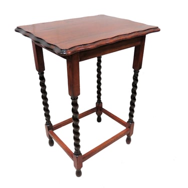 Wooden Side Table | Vintage English Oak Barley Twist Scalloped Edge ...