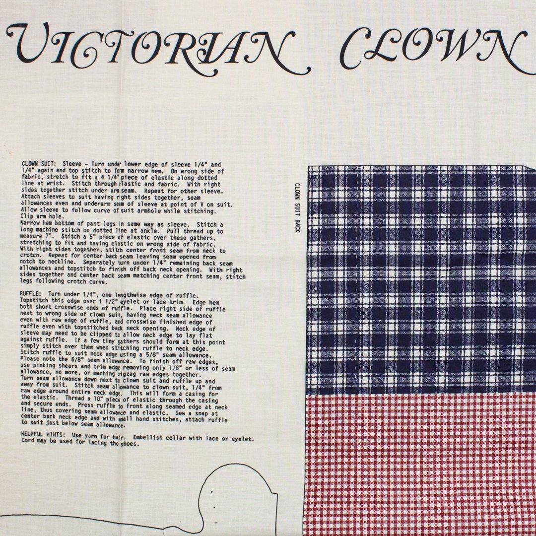 Vintage Victorian Clown Cutout Sewing Pattern | Vintage Craft Ideas ...