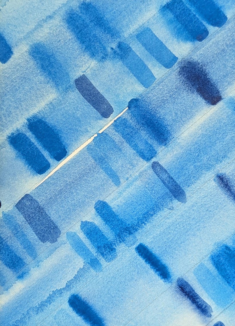 Gel Electrophoresis in Light Blue - Original Watercolor Painting ...