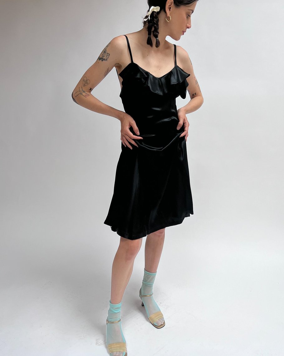 Alley Cat Black Satin Dress (S) | Banshee | Portland, OR