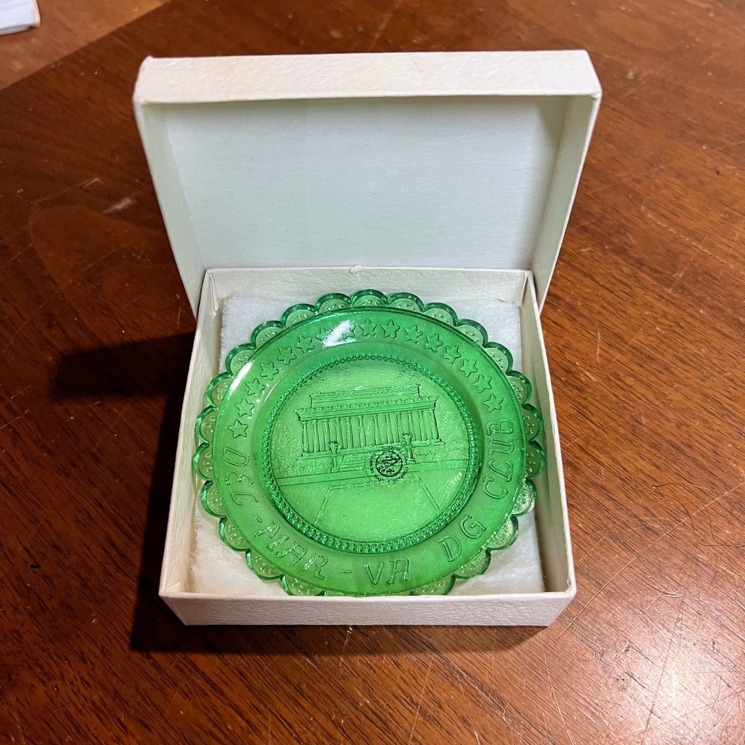 Vintage Pairpoint Glass Delmarva Depression Glass Club Cup Plate Green ...