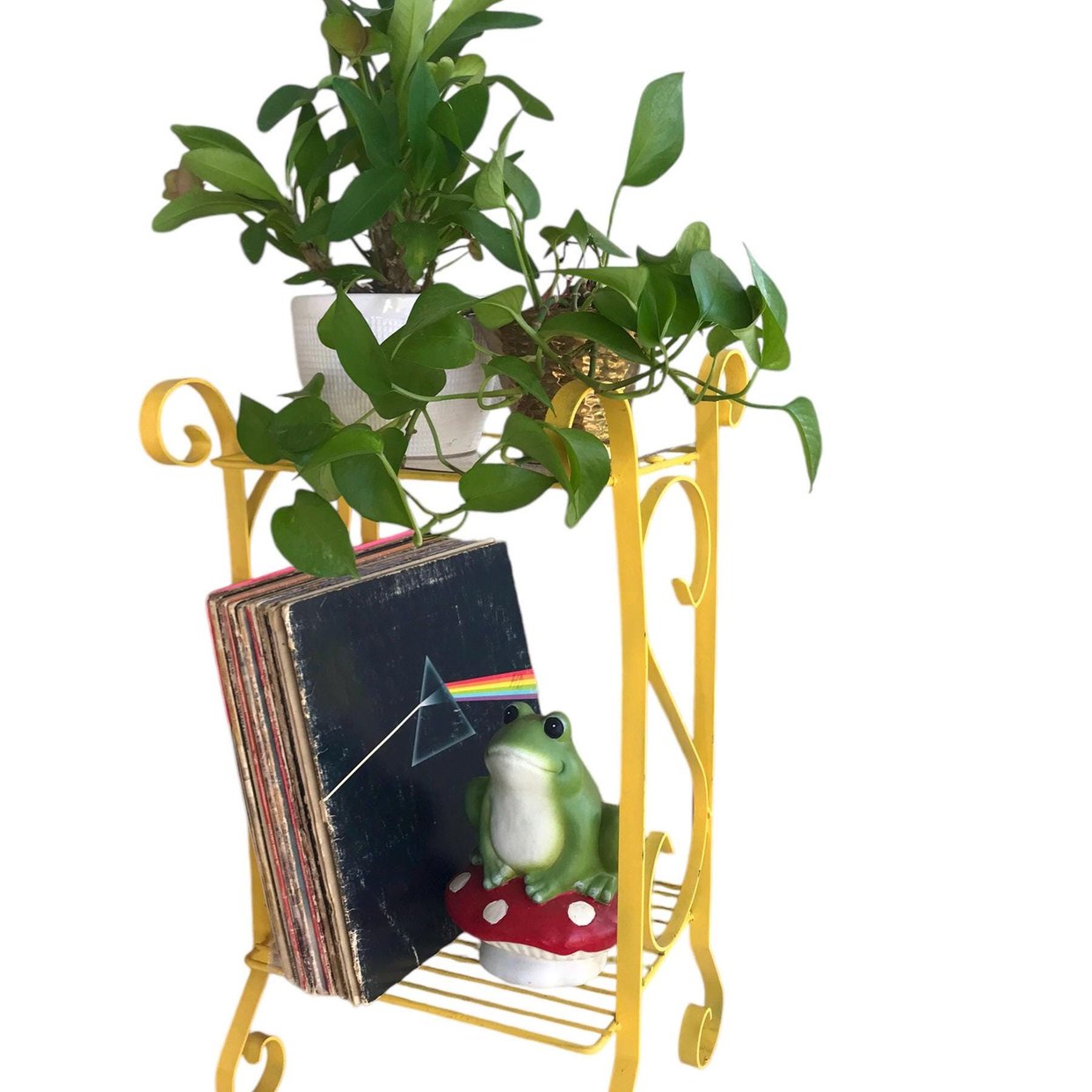 Mid-Century 2-Tier Yellow Metal Plant Stand | Color Pop | Electric ...