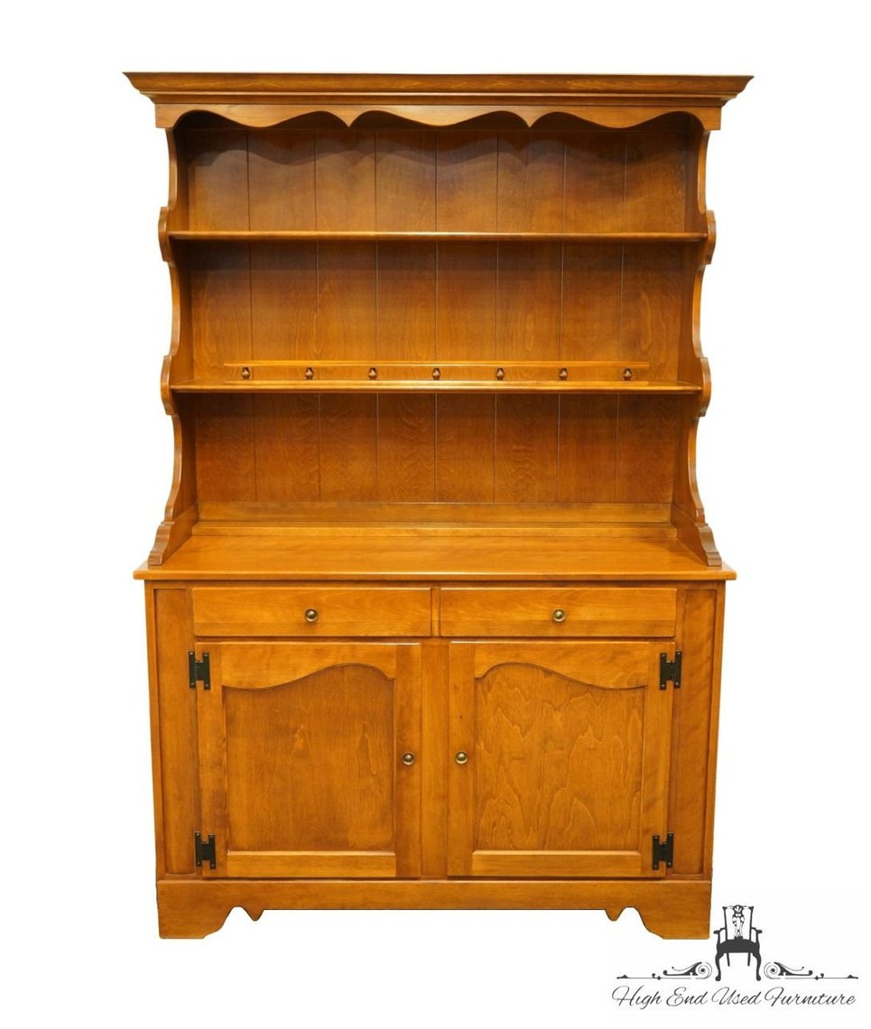 ETHAN ALLEN Heirloom Nutmeg Maple 49 Buffet w. Open Display Hutch 10 High End Used Furntiure Harrisonville MO