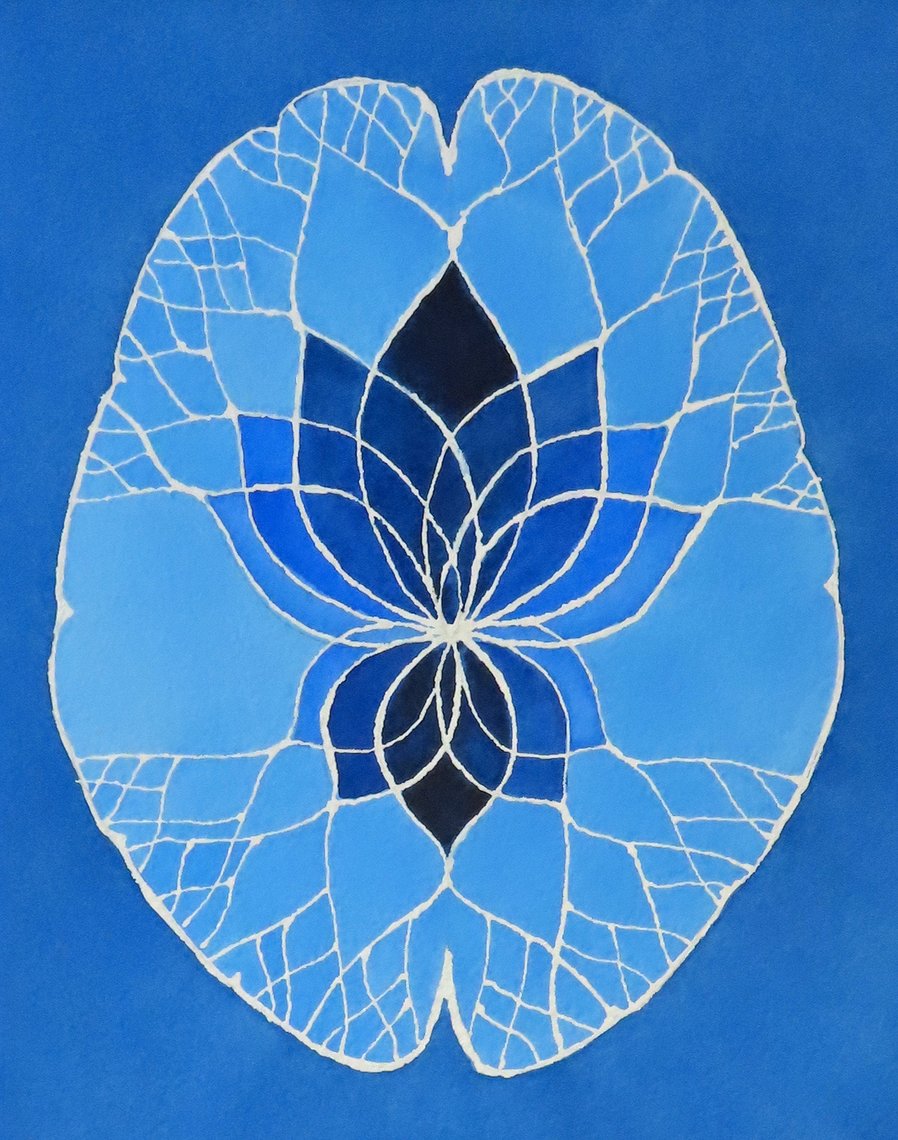 Blue Lotus Brain - original watercolor painting - neuroscience art ...