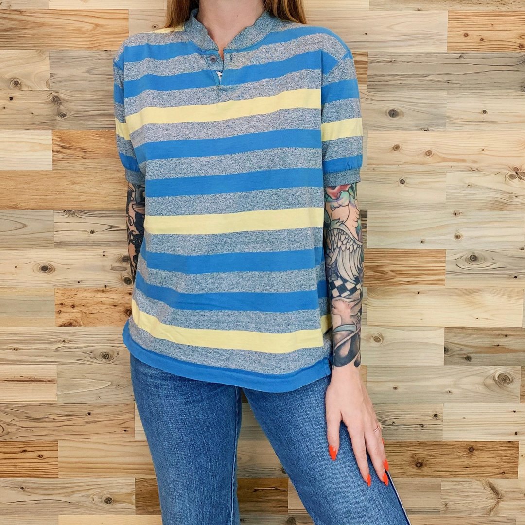 Vintage Striped Retro Henley Top | Noteworthy Garments | Atlanta, GA