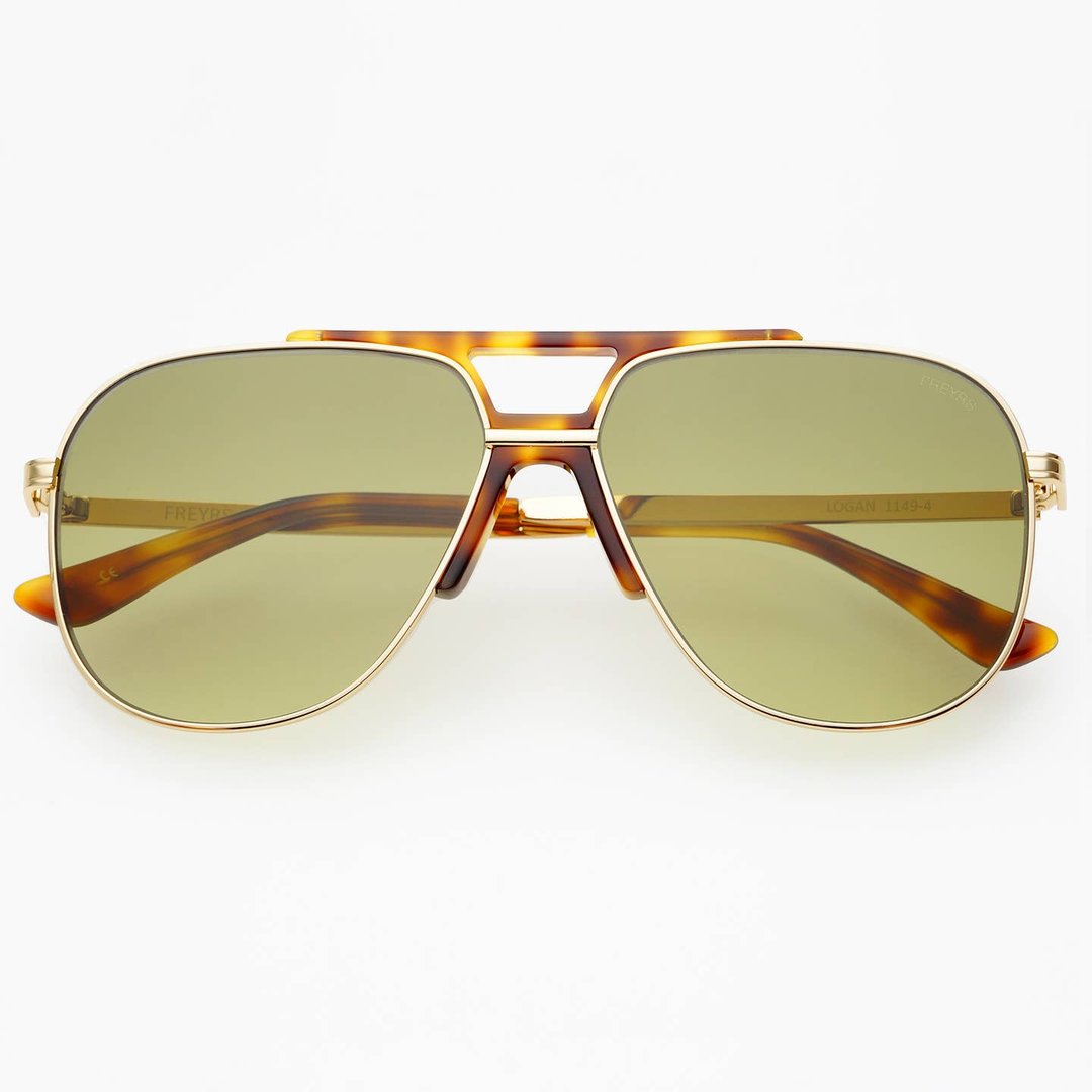 Logan Acetate Aviator Sunglasses - Gold / Fade Green | Humboldt House ...