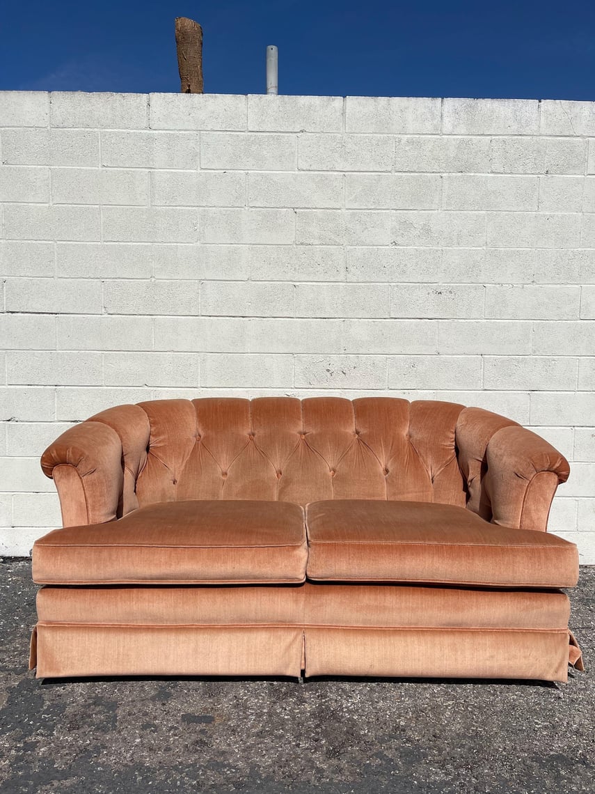 Vintage Tufted Loveseat Sofa Hollywood Regency Antique Chesterfield ...