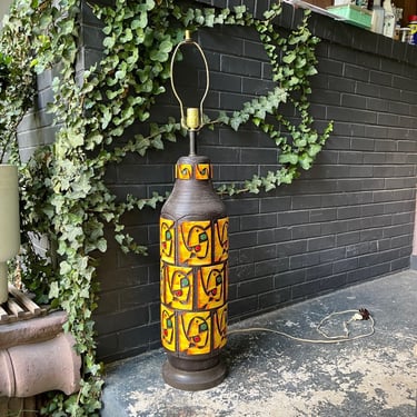 FAIP Vintage 1950s Chalkware Geometric Bird Design Table Lamp Mid ...