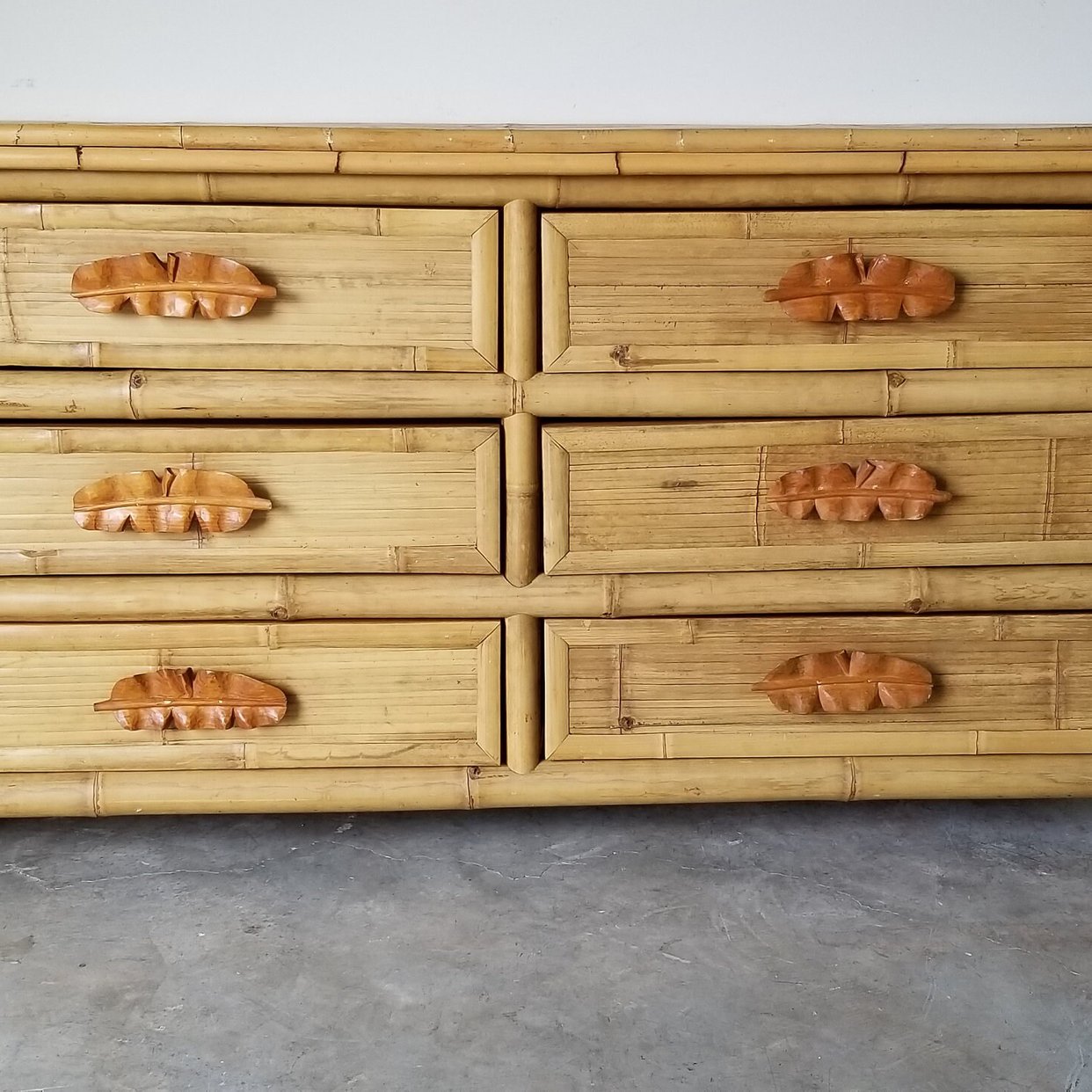 Vintage Budji Layug Style Six Drawer Bamboo Dresser | Miami Vintage ...