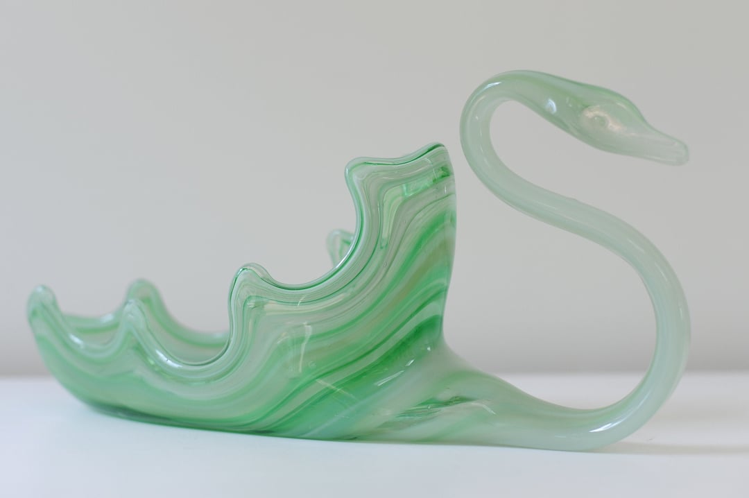 Large Vintage Blown Glass Swan Planter | Grace and Greta Vintage ...