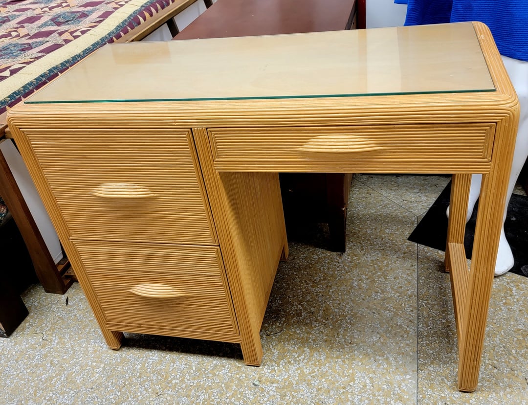 Coastal Split Pencil Reed Waterfall Desk | Modern Picks | Pompano Beach, FL