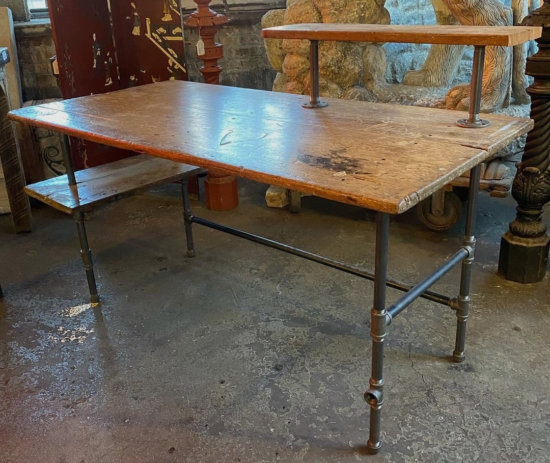 Custom Built Reclaimed Wood Desk w Shelf | Salvage One | Chicago, IL