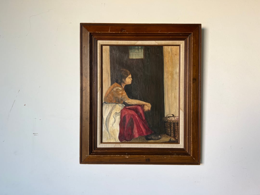 1960's Elena Abrams Country Girl Portrait Oil Painting, Framed | Miami ...