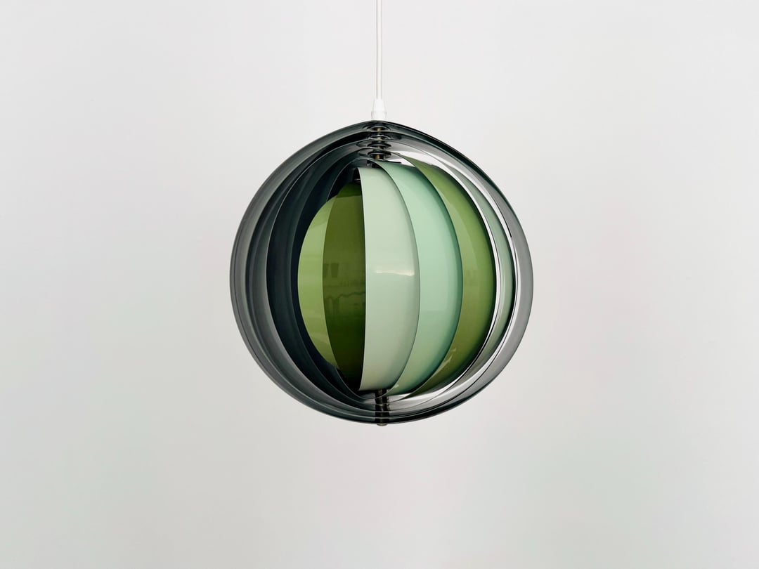 Mid-Century Modern Metal Moon Pendant Lamp | Verner Panton Era | 1960s ...