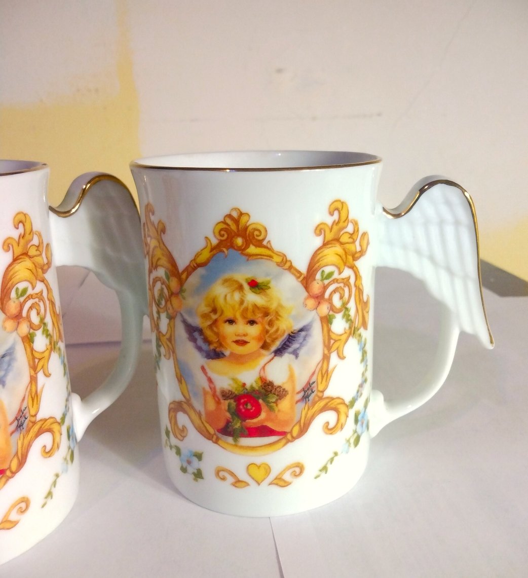 Pair of Vintage Angel Mugs, Sandra Kuck's Angel of Charity | 3 Girls ...